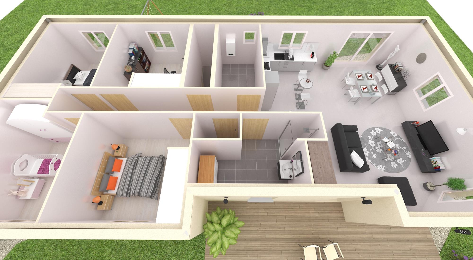 Plan de maison sur sous-sol SOFIA - fdconstructions